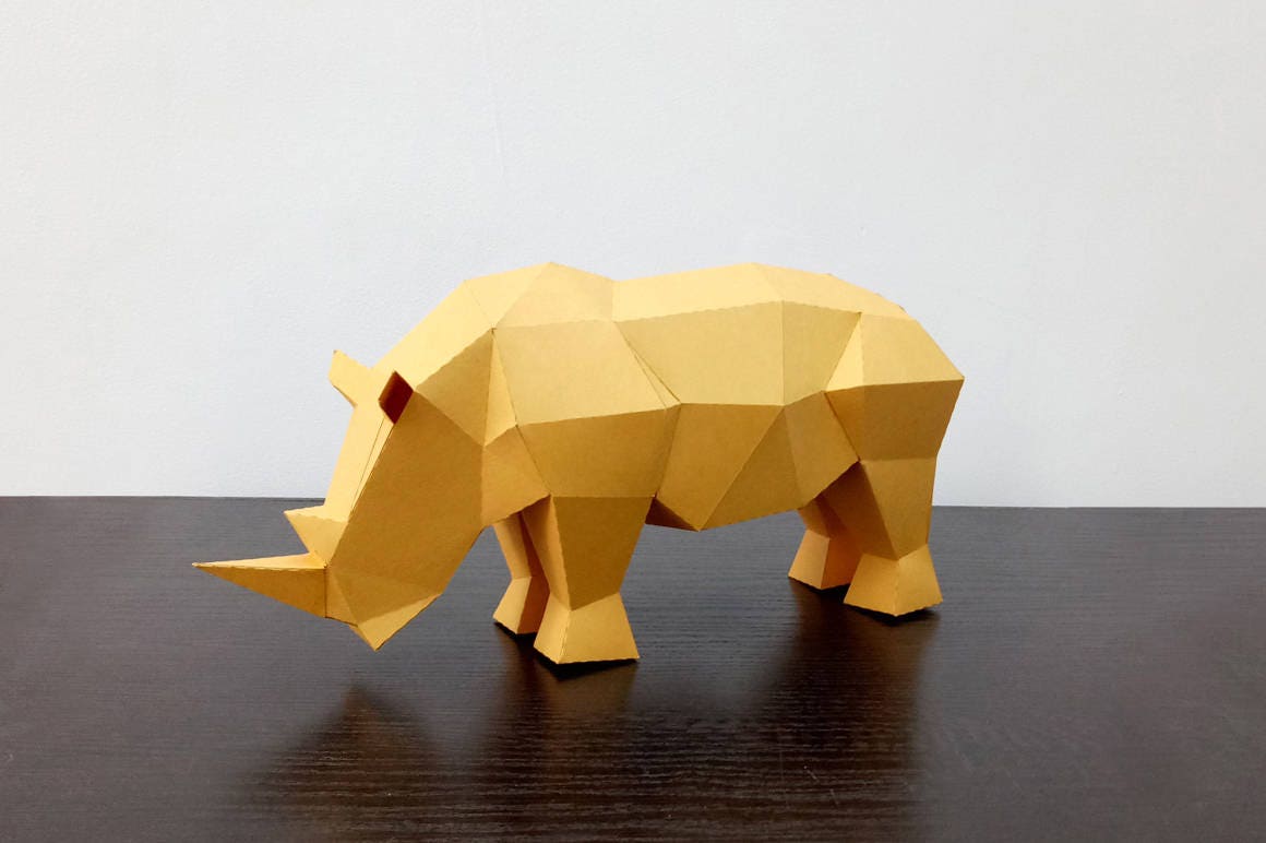 DIY Papercraft Rhino Sculpture3d Papercraftpapercraft - Etsy
