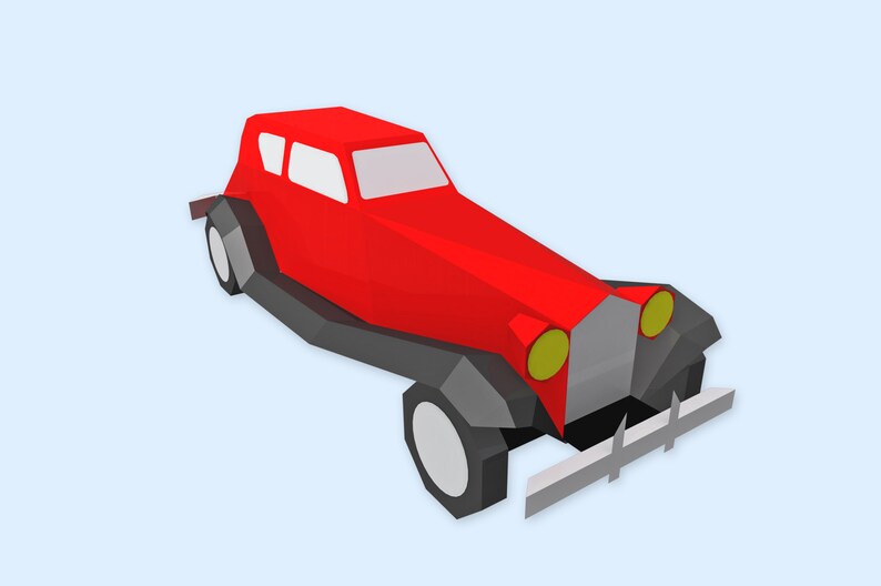 DIY Papercraft Vintage Car Model, Printable 3D Template (pdf, Eps, Dxf ...