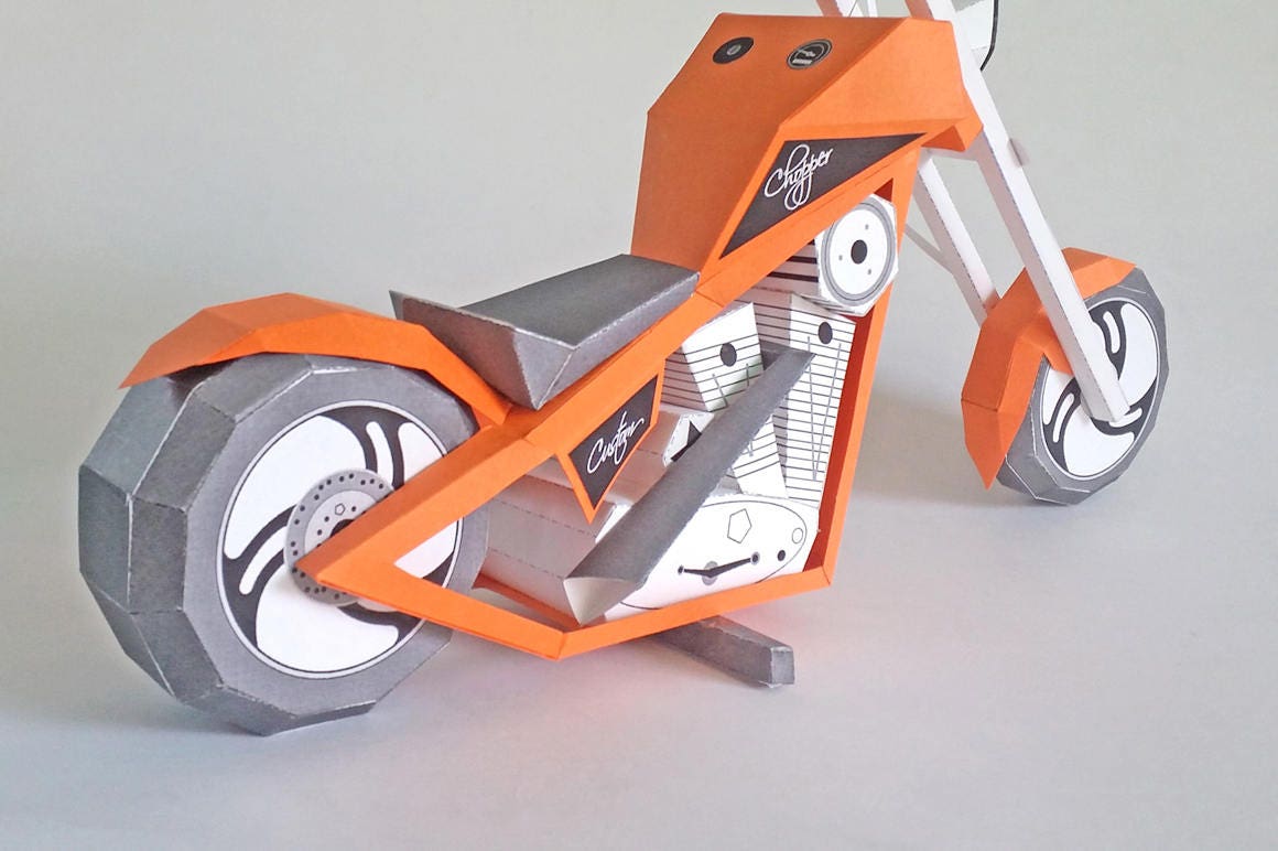 DIY Papercraft Bikeamerican Chopper Modelpaper Bikepaper | Etsy