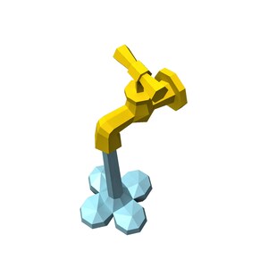 DIY Papercraft Water Tap Model,tap With Flowing Water,lowpoly Tap,water ...