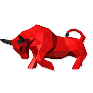 DIY Bull Sculpture,lowpoly Bull,angry Bull,papercraft Bull Model ...