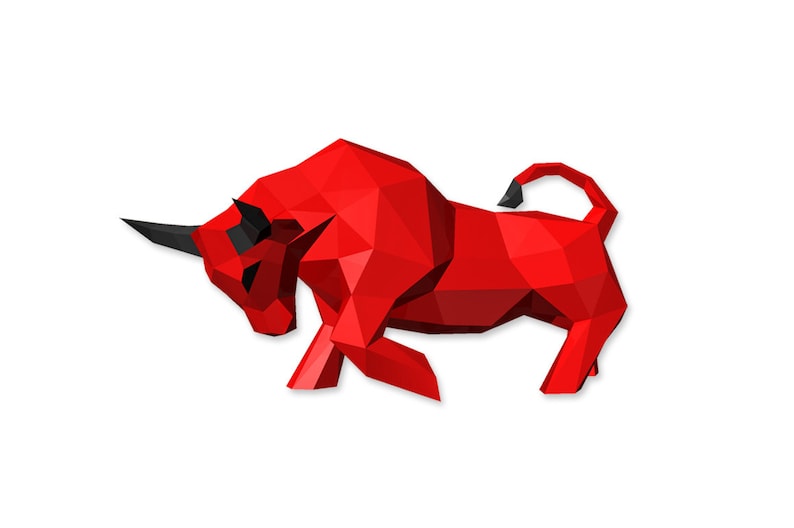 DIY Bull Sculpturelowpoly Bullangry Bullpapercraft Bull | Etsy