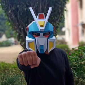 DIY Papercraft Gundam Helmet,gundam Cosplay,gundam Mask,lowpoly Helmet ...