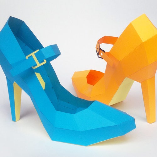 Diy Paper Model High Heel Shoe 3d Papercraft Instant Etsy