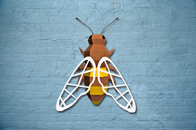 DIY Papercraft Honey Bee, Lowpoly Wasp Model (PDF Files) - Etsy