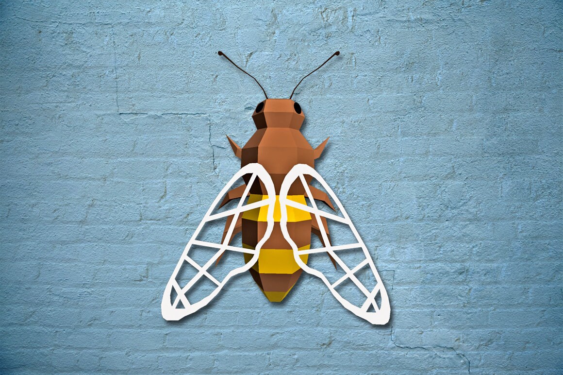 DIY Papercraft Honey Bee, Lowpoly Wasp Model (PDF Files) - Etsy