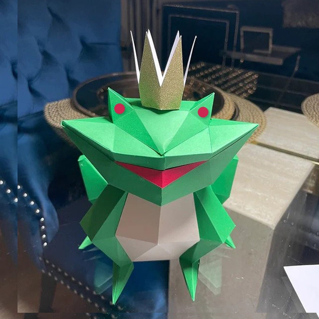 DIY Papercraft Frog Prince,low Poly Frog Model,frog Templates,pepakura ...