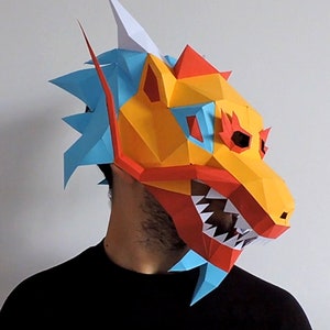 DIY Papercraft Chinese Dragon Face Mask,halloween Costume,dragon Mask ...