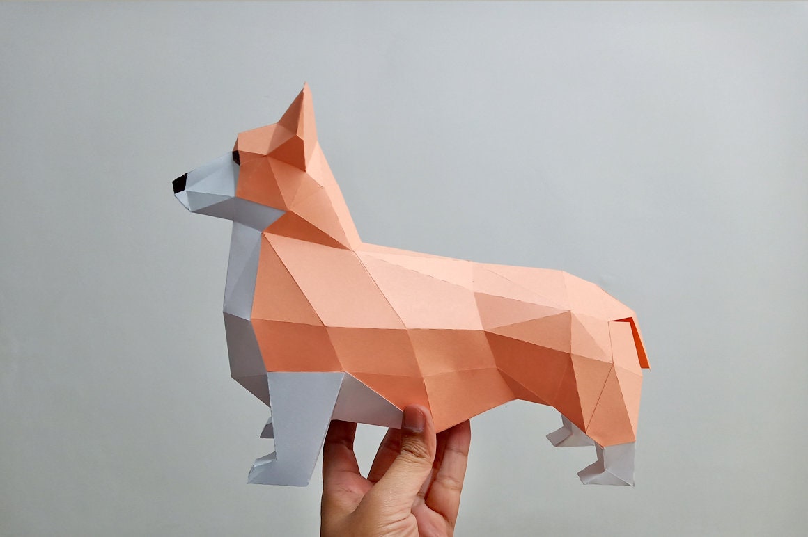 DIY Corgi Dog Papercraft Sculpturepaper Toyparty | Etsy