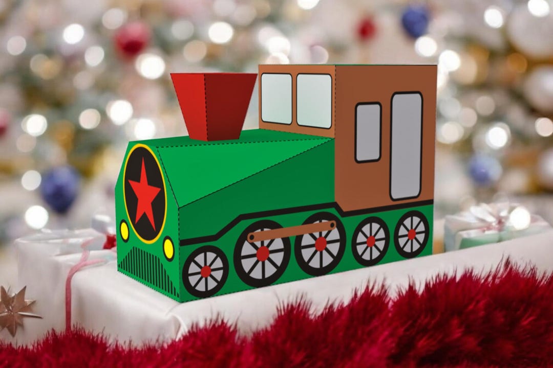 Papercraft Locomotive Favor, Papercraft Train Favor, Train Pattern ...
