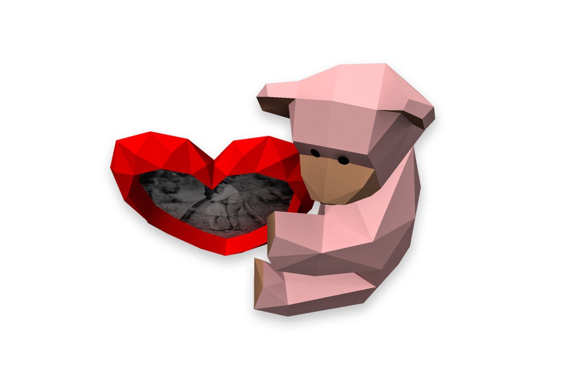 DIY Papercraft Valentine Teddy bearPapercraft Teddy | Etsy