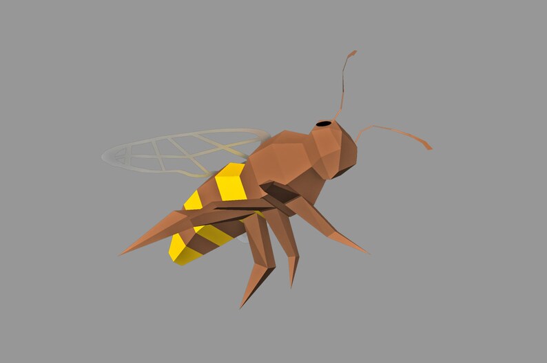 DIY Papercraft Honey Bee, Lowpoly Wasp Model (PDF Files) - Etsy