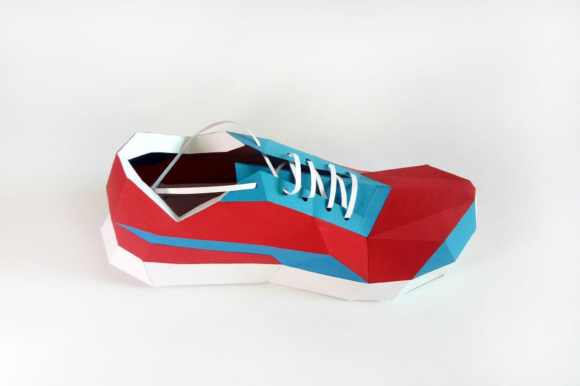 3d Papercraft Shoe,sports Shoe Model,printable Shoe, Low Poly Shoe ...
