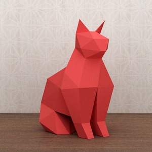 DIY Papercraft Cat Model,lowpoly Cat Sculpture,papercraft Animal ...