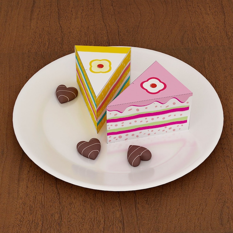 DIY Cake Slice Favor Boxes, Printable Template (digital Download) - Etsy