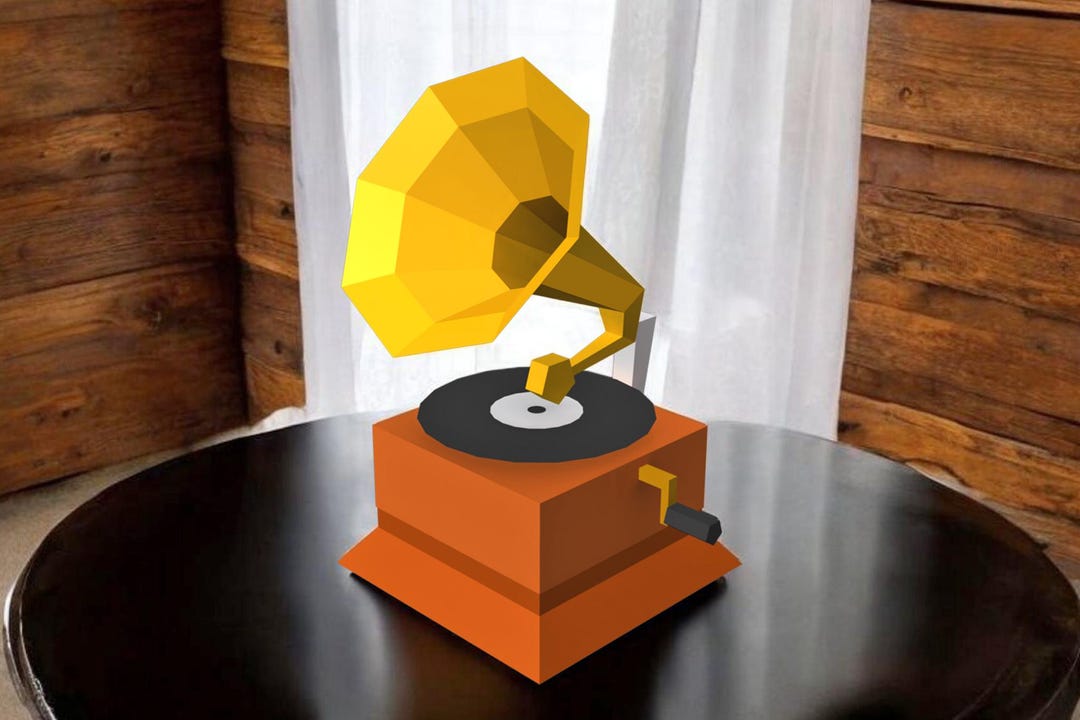 DIY Papercraft Gramophone Favor, Vintage Gramophone Player, Party Props ...