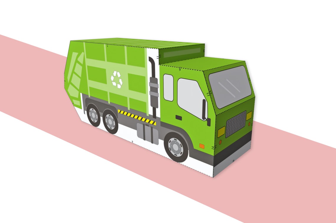 DIY Papercraft Garbage Truck Favor, Printable 3D Model (PDF) - Etsy