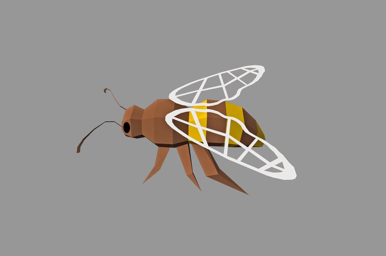 DIY Papercraft Honey Bee, Lowpoly Wasp Model (PDF Files) - Etsy