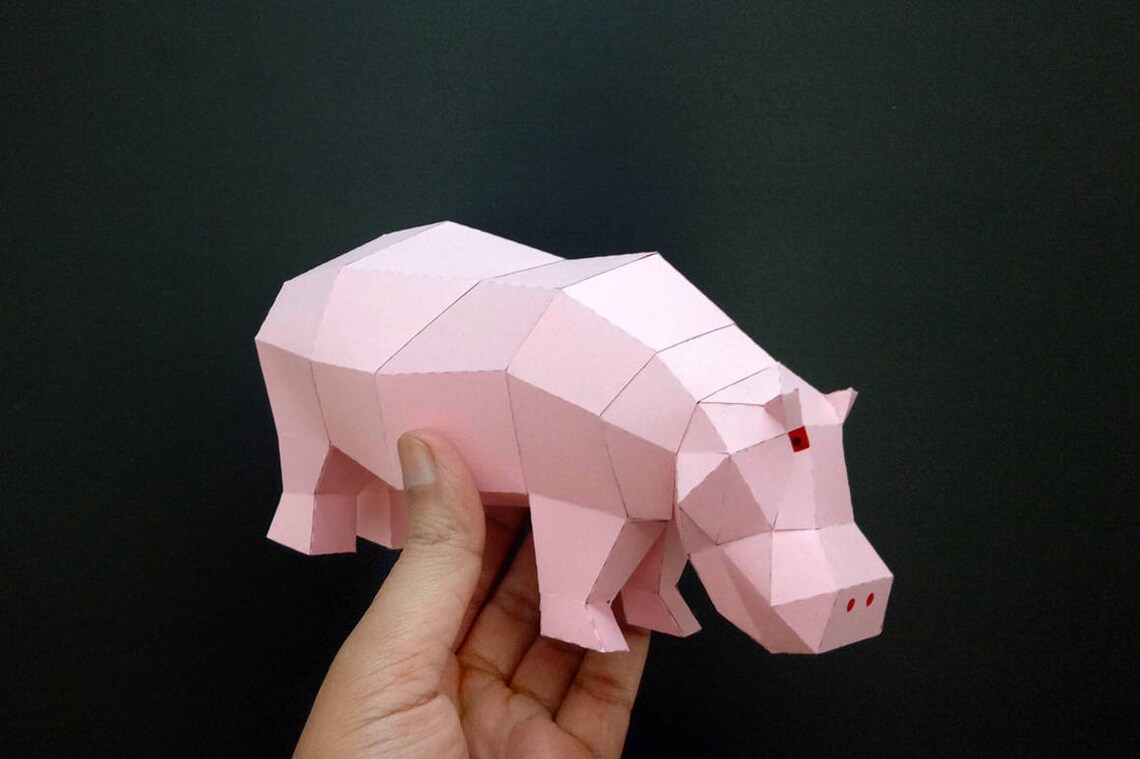 DIY Papercraft Hippo Sculpture3d Papercraftpapercraft - Etsy