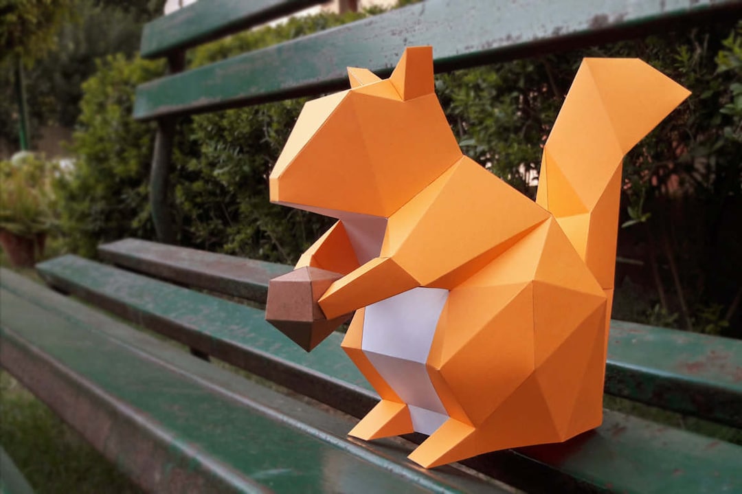 DIY Papercraft Squirrel,squirrel With Nut,printable Squirrel,papercraft ...