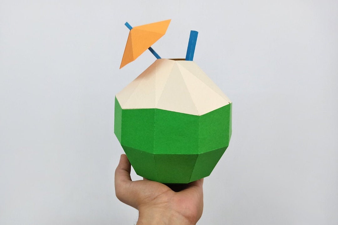 DIY Papercraft Coconut,tropical Party Favor,tropical Party Decor,3d ...