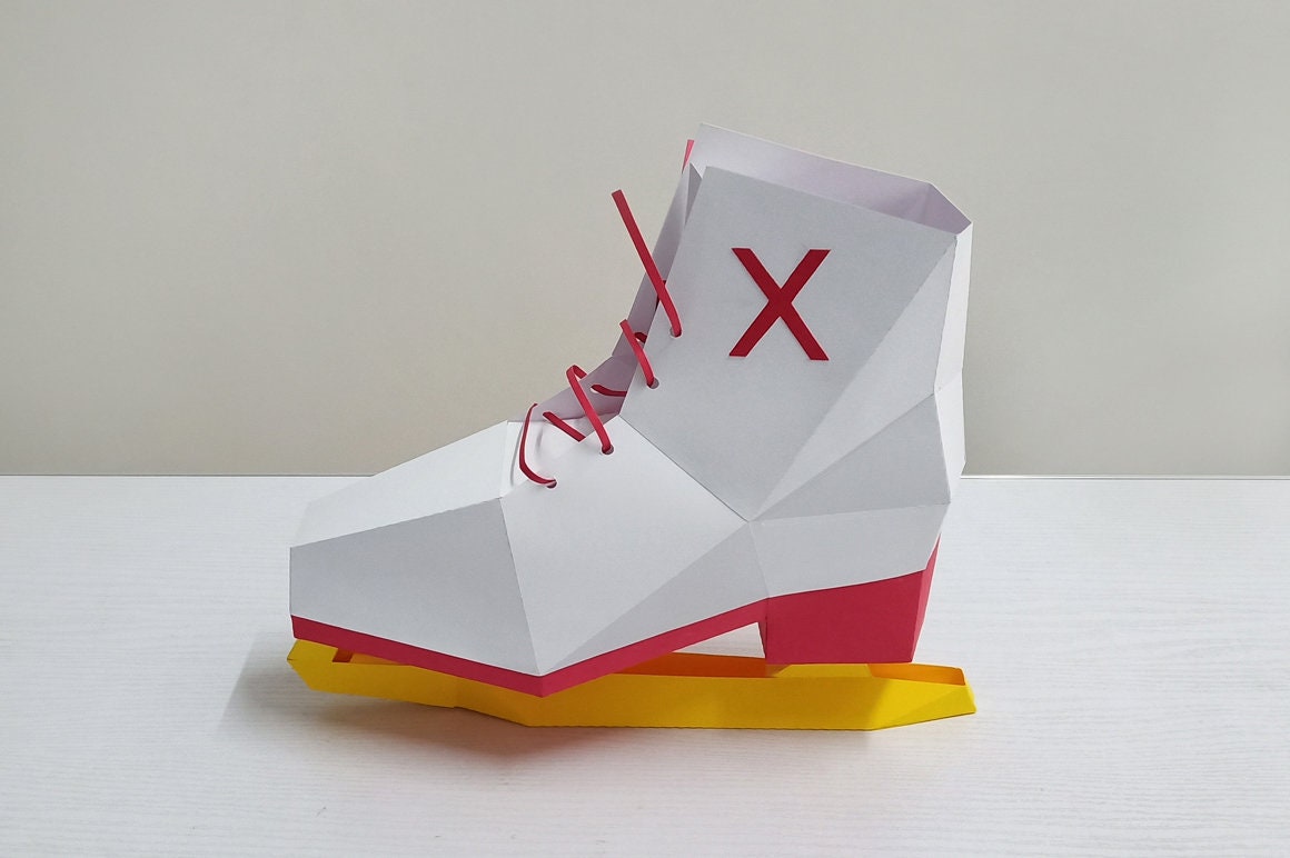 DIY Papercraft Ice Skate Shoe, 3D Model (pdf, Dxf, Png, Eps) - Etsy