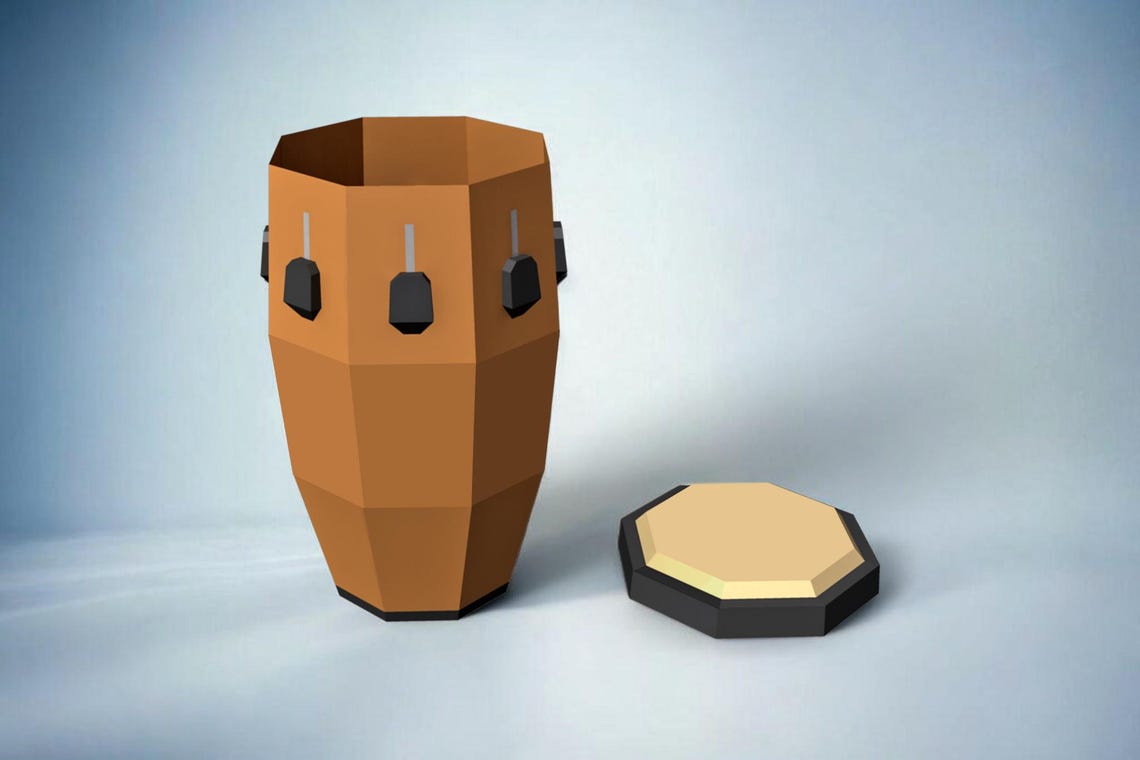 3D Papercraft Conga Drum Template (digital Files) - Etsy
