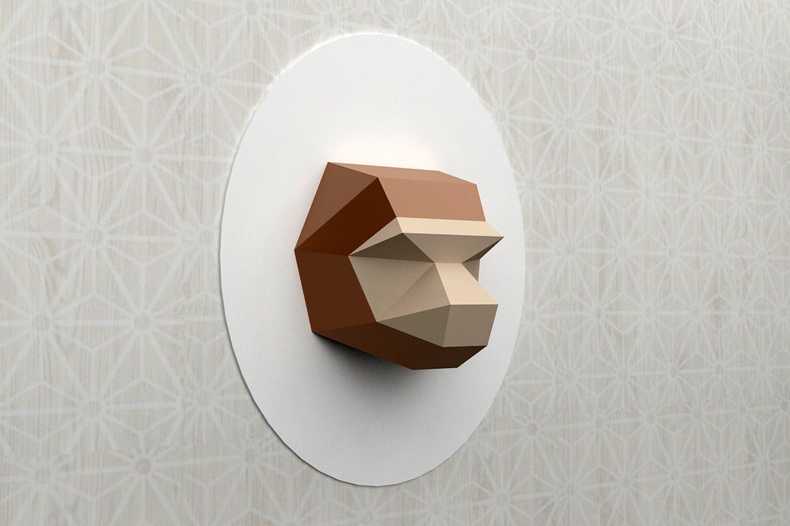 DIY Monkey Head Wall Mount Trophypaper Monkeyprintable | Etsy