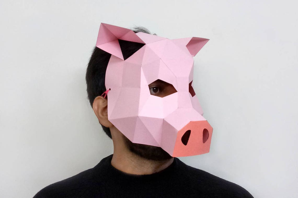 DIY Pig Maskpig Artparty Masklowpoly3d Papercraftdiy | Etsy