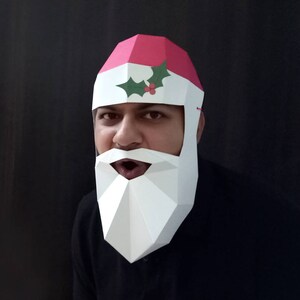 Santa Claus Low Poly Mask,santa Mask,diy Mask,christmas Party,christmas ...
