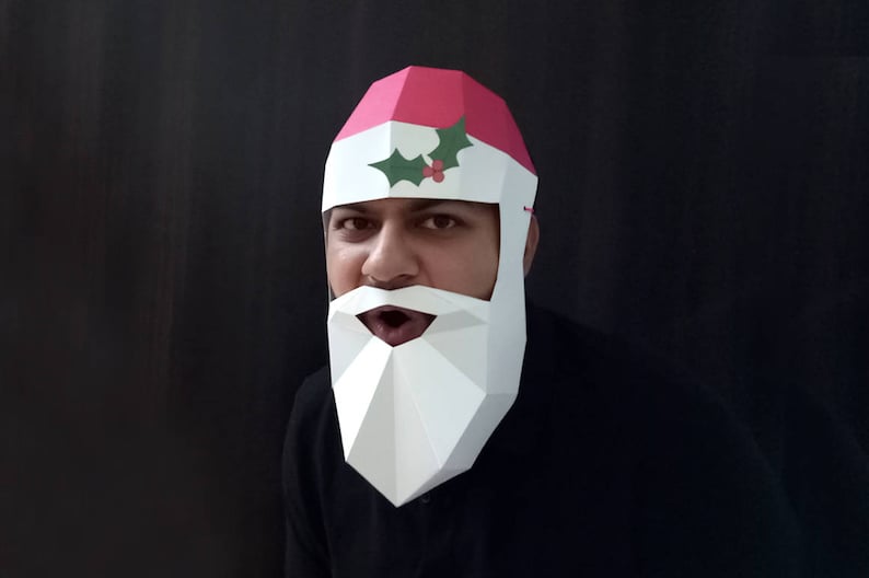 Santa Claus Low poly MaskSanta maskDIY MaskChristmas | Etsy