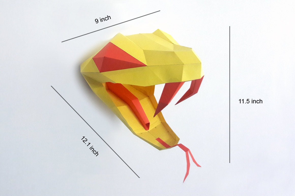DIY Papercraftssnake Head Trophypaper Snakeprintable Snake - Etsy