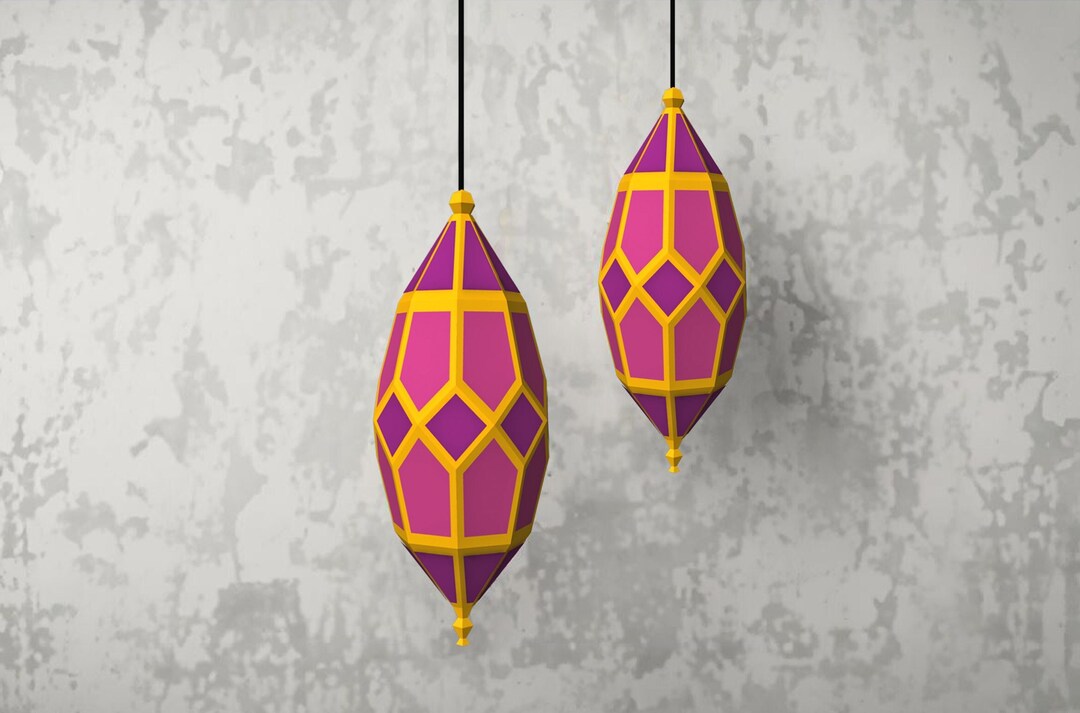 DIY Papercraft Hanging Lamp Decor, Printable Wall Hangings, Papercraft ...
