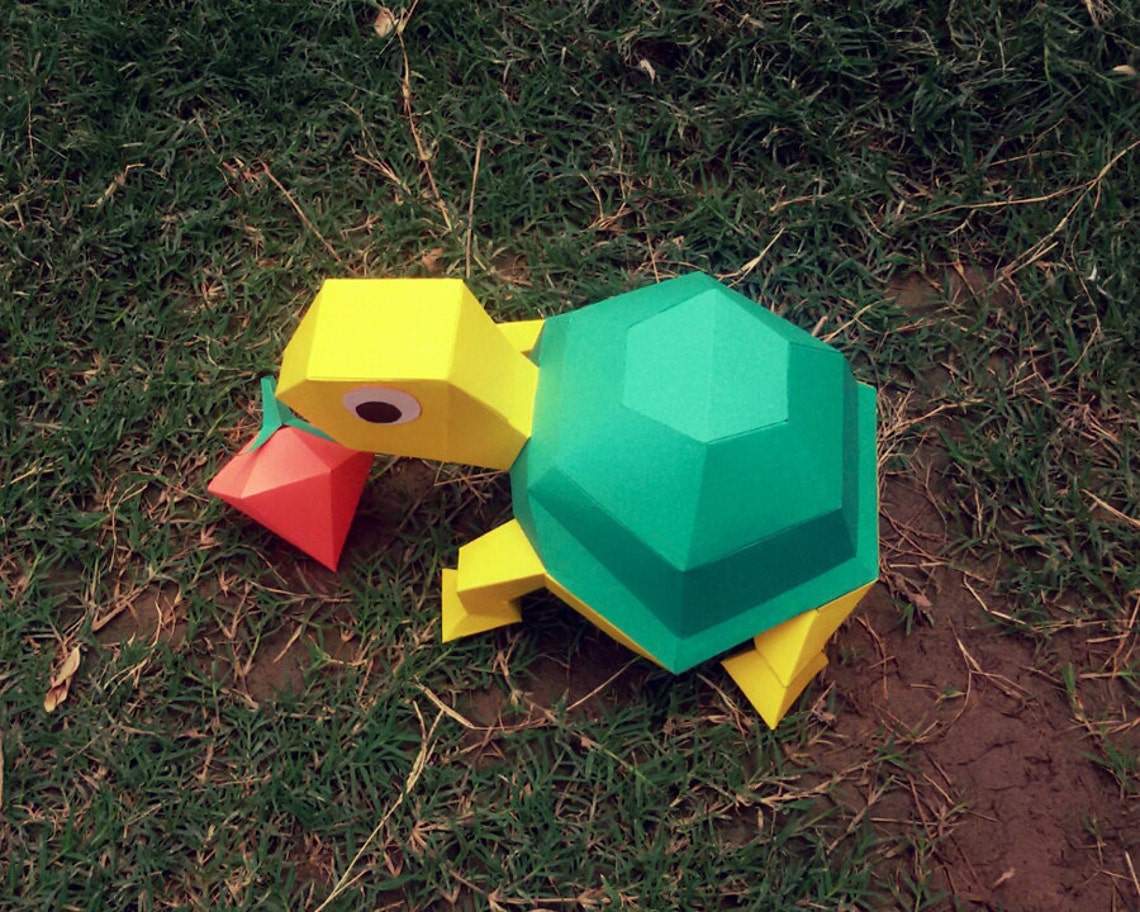 DIY Papercraft Tortoiselowpoly Sea Animalstortoise | Etsy
