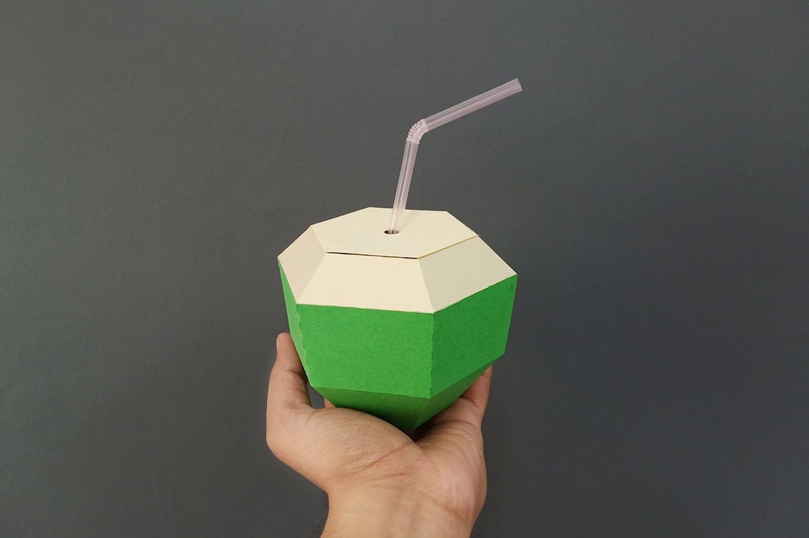 DIY Papercraft Coconut Favor,tropical Party Favor,low Poly Coconut,3d ...