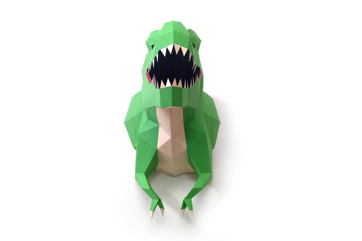 DIY Papercraft T Rex Wall Trophy,t Rex Trophy,wall Decor,3d Wall Art ...