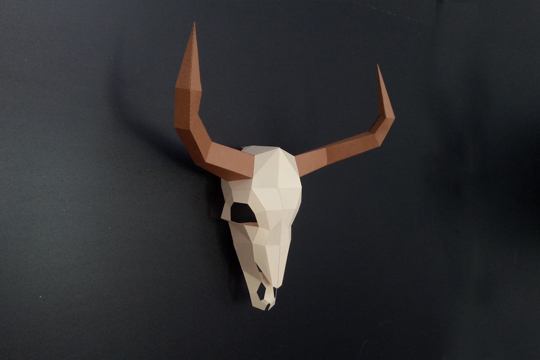 DIY Papercraft Crâne de taureau, crâne de vache, crâne d'animal, art de ...