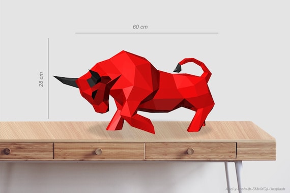 DIY Bull Sculpturelowpoly Bullangry Bullpapercraft Bull | Etsy