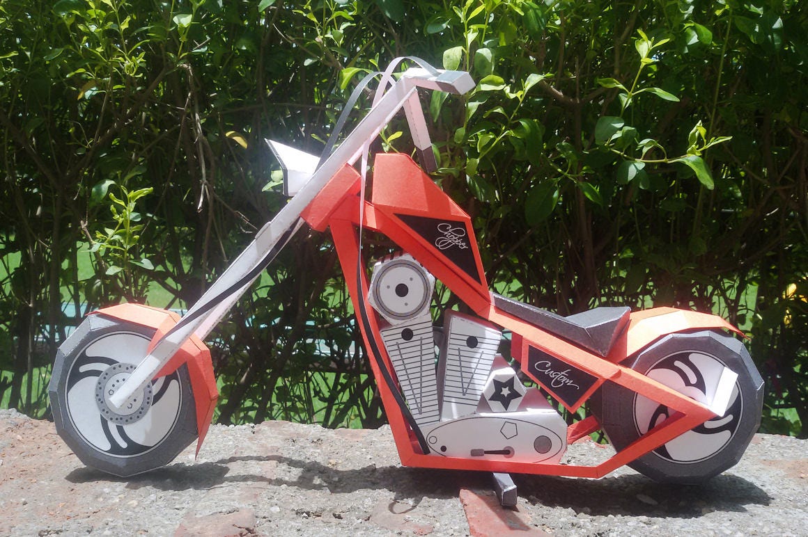 DIY Papercraft Bikeamerican Chopper Modelpaper Bikepaper | Etsy