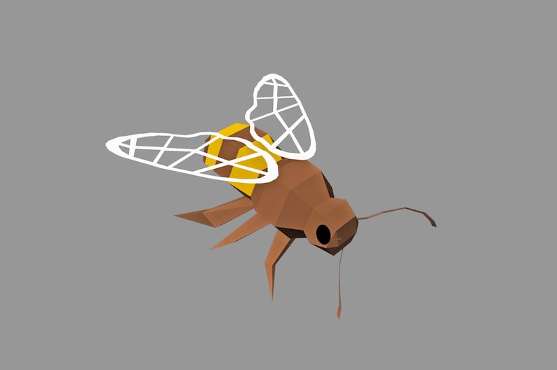 DIY Papercraft Honey Bee, Lowpoly Wasp Model (PDF Files) - Etsy