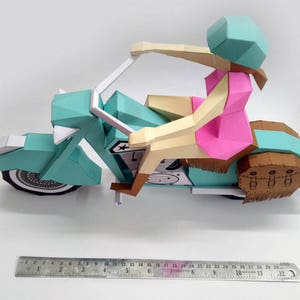 DIY Papercraft Motorbike With Lady Rider,3d Papercraft, DIY Paper Craft ...