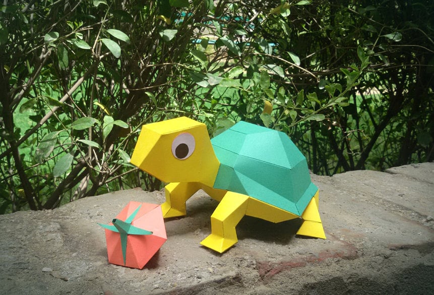 DIY Papercraft Tortoiselowpoly Sea Animalstortoise | Etsy