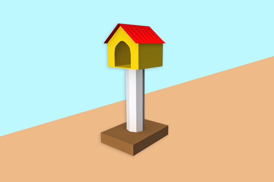 DIY Papercraft Bird House Decor, Bird House Templates, Lowpoly House ...