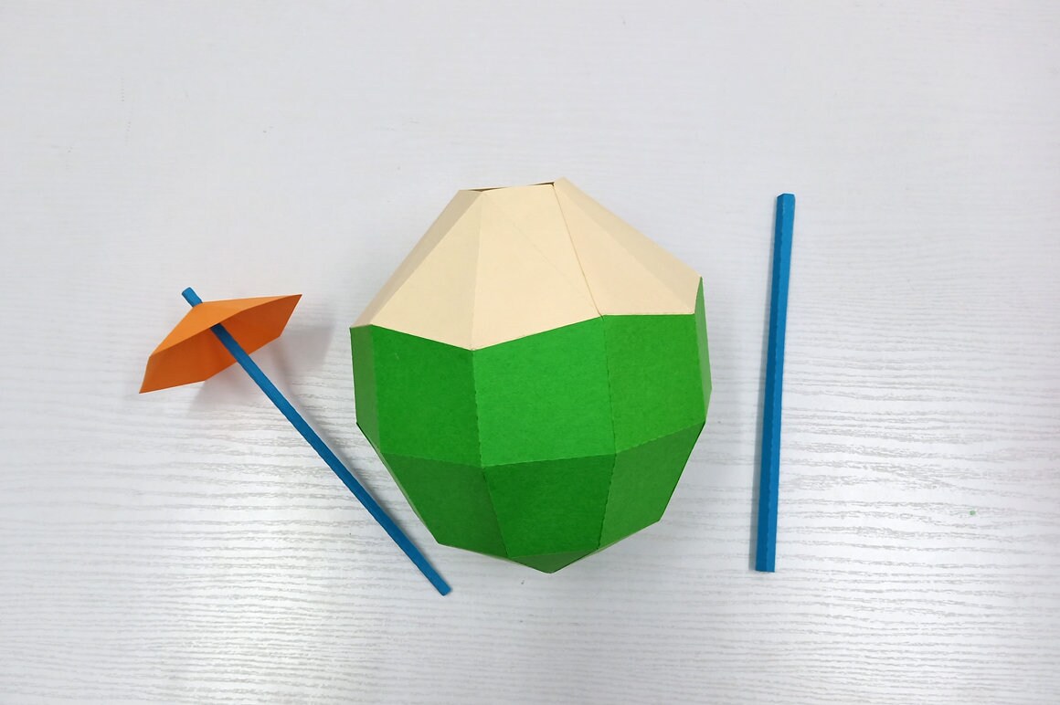 DIY Papercraft Coconut,tropical Party Favor,tropical Party Decor,3d ...