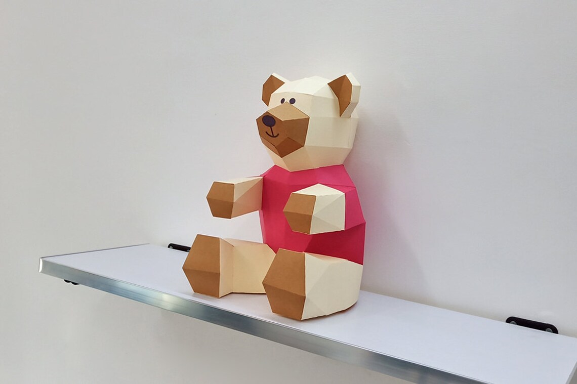 DIY Valentine Teddy Bearpapercraft Teddy Bearpaper - Etsy