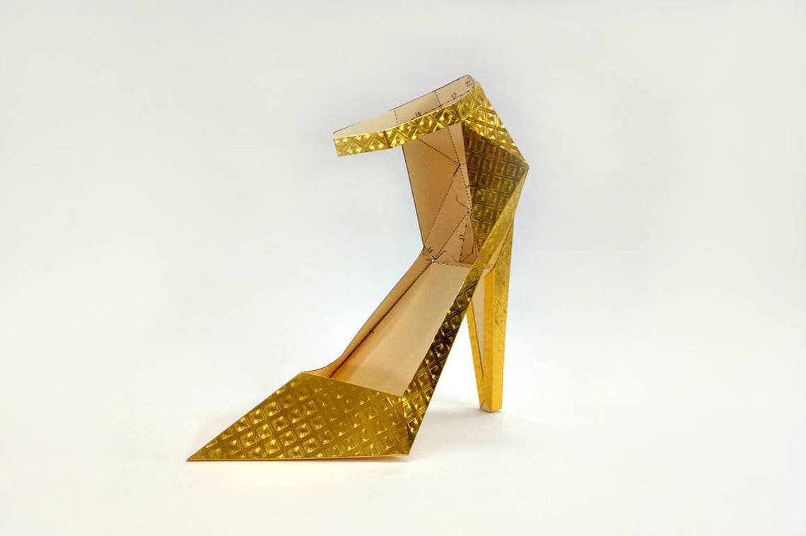 Golden High Heel Shoe3d Papercraftshoe Favourgifts for - Etsy