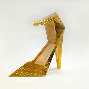 Golden High Heel Shoe,3d Papercraft,shoe Favour,gifts for Her,low Poly ...