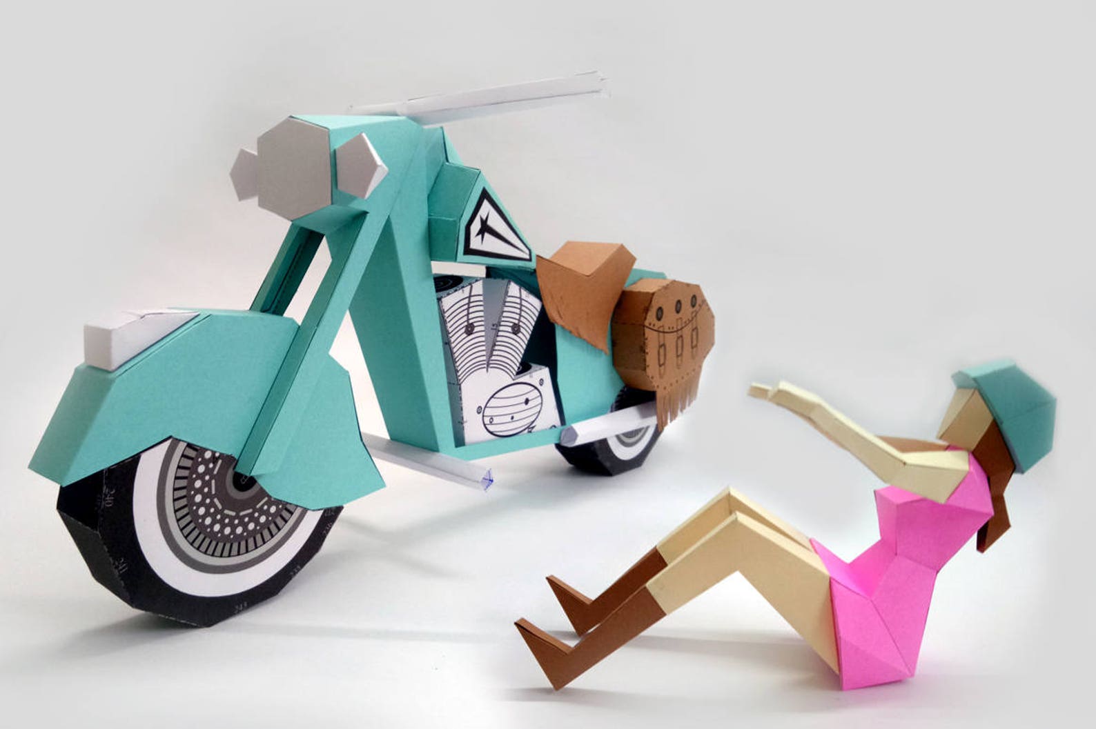 DIY Papercraft Motorbike With Lady Rider3d Papercraft DIY | Etsy