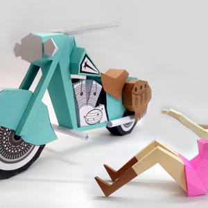 DIY Papercraft Motorbike With Lady Rider,3d Papercraft, DIY Paper Craft ...