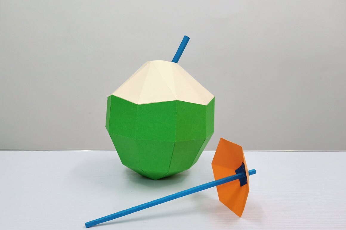 DIY Papercraft Coconut,tropical Party Favor,tropical Party Decor,3d ...